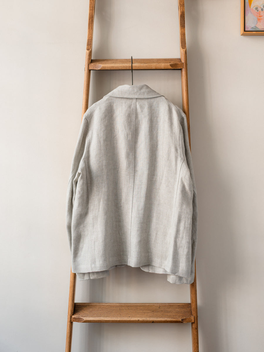 Irish Linen Workers Jacket Pale Beige Herringbone | Made In UK – Colenimo