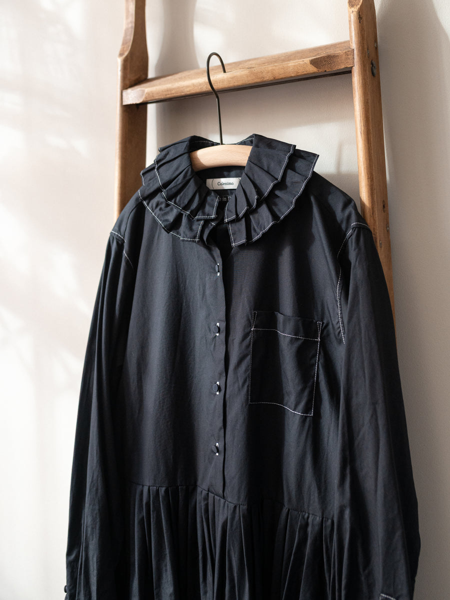 Cotton Poplin Ruffle Collar Dress / Black – Colenimo